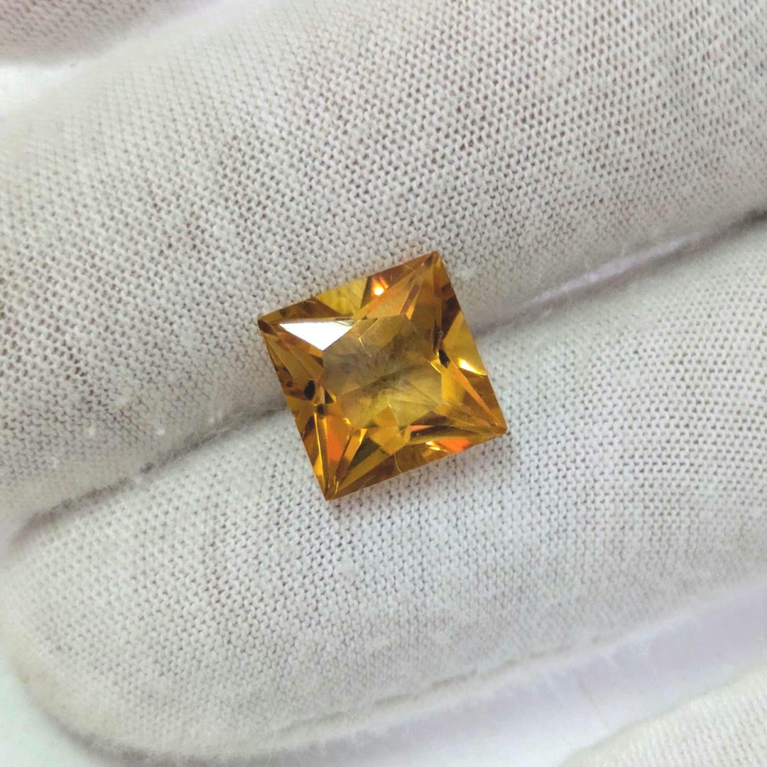 Citrine Princess Cut 10mm Solitaire Piece – AAA Quality Yellow Gemstone ...