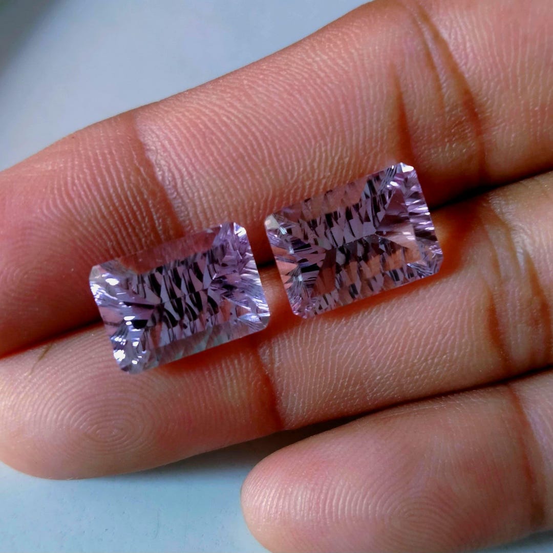 Pink Amethyst Octagon Shape Concave Cut Pair, 14x10mm Faceted Light ...