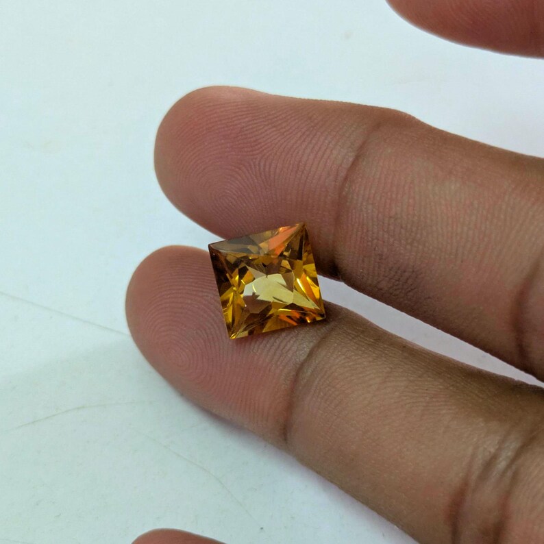 Citrine Princess Cut 10mm Solitaire Piece – AAA Quality Yellow Gemstone ...