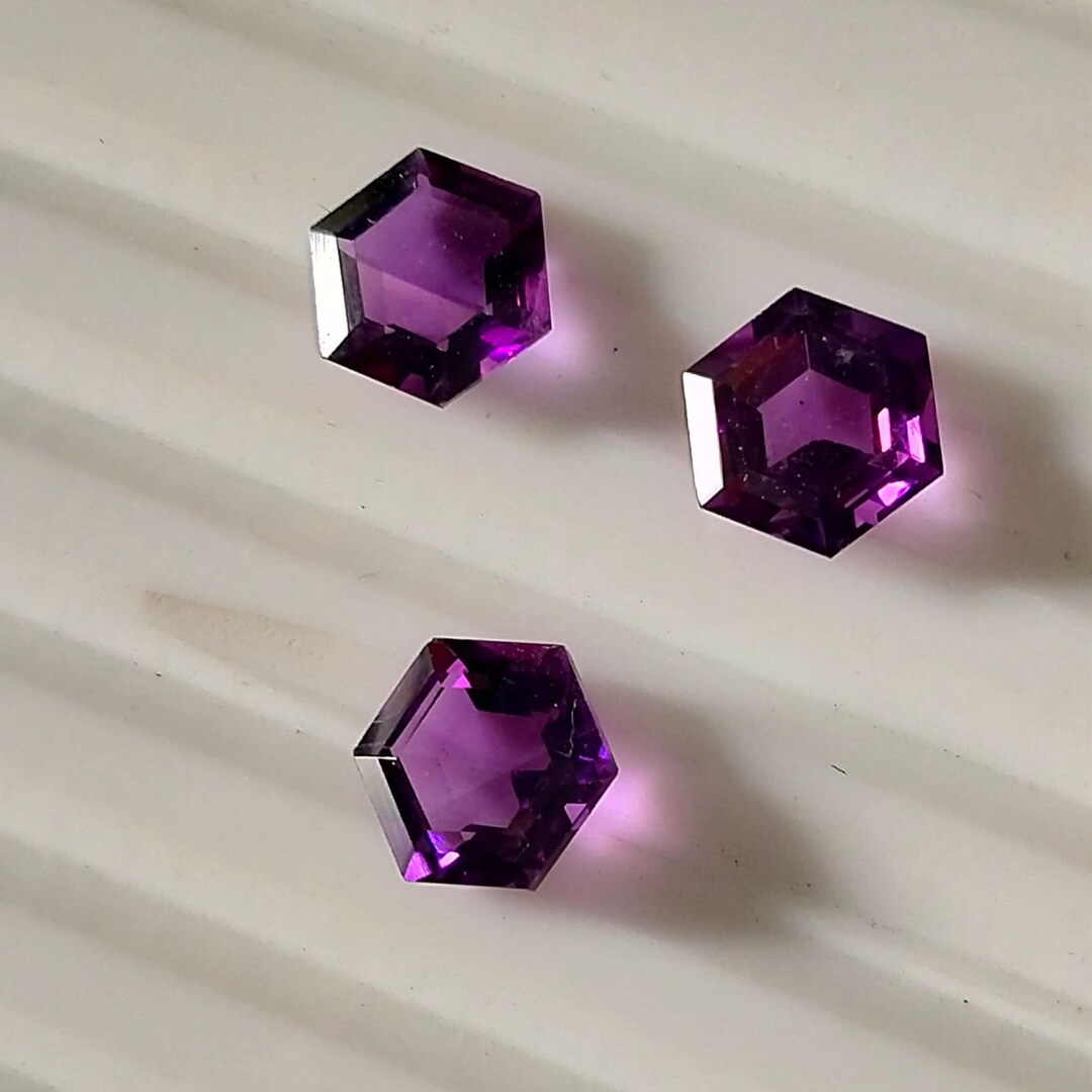 Hexagon Cut African Amethyst, AAA Quality Amethyst, Fancy Cut Gemstone ...