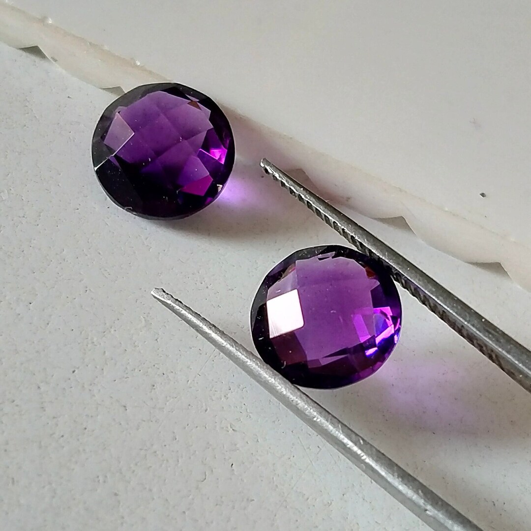 Top Quality Deep Purple Round Pair, African Amethyst Round Briolette ...