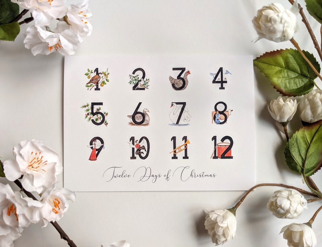 12 Days of Christmas - Blank, Folded Note Cards - Pack of 5 - Etsy