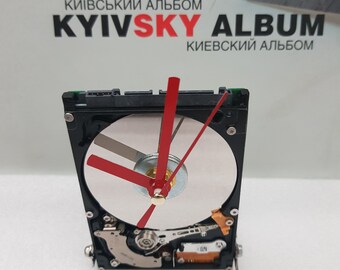 Desk Clock Made With Recycled Computer Hard Drive, HDD Clock, Gift for ...