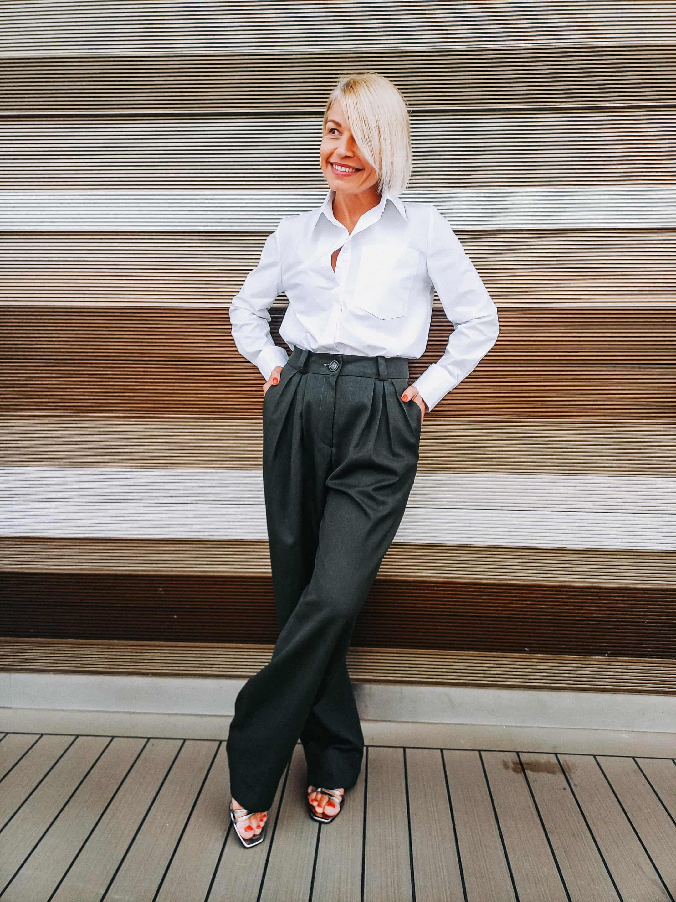 White Cotton Relaxed Fit Shirt - Back Box Pleat & Single Front Chest ...
