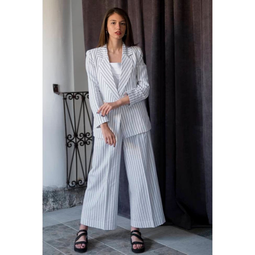 Linen Suit Women, Linen Suit Set, White Linen Suit, Linen Jacket Women ...