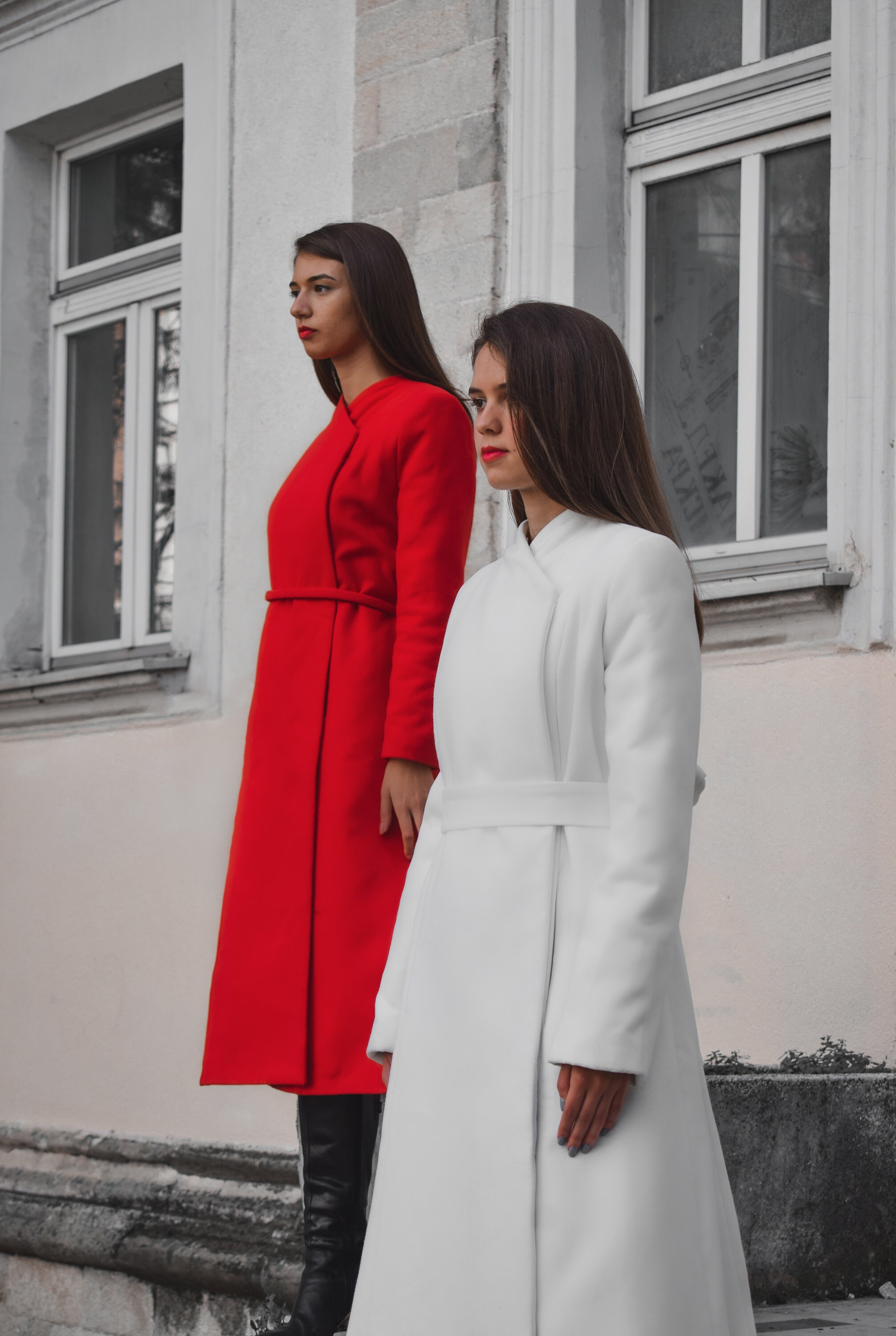 A-line Coat, Midi White Coat, Fit and Flare Coat, Belted Wool Coat ...