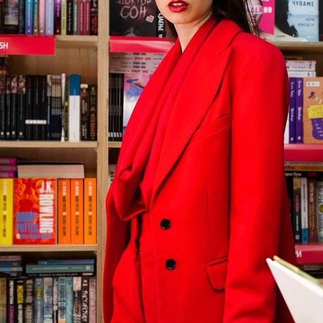 Bright Red Suit Jacket, Custom Made Blazer, Formal Ladies Straight Cut ...