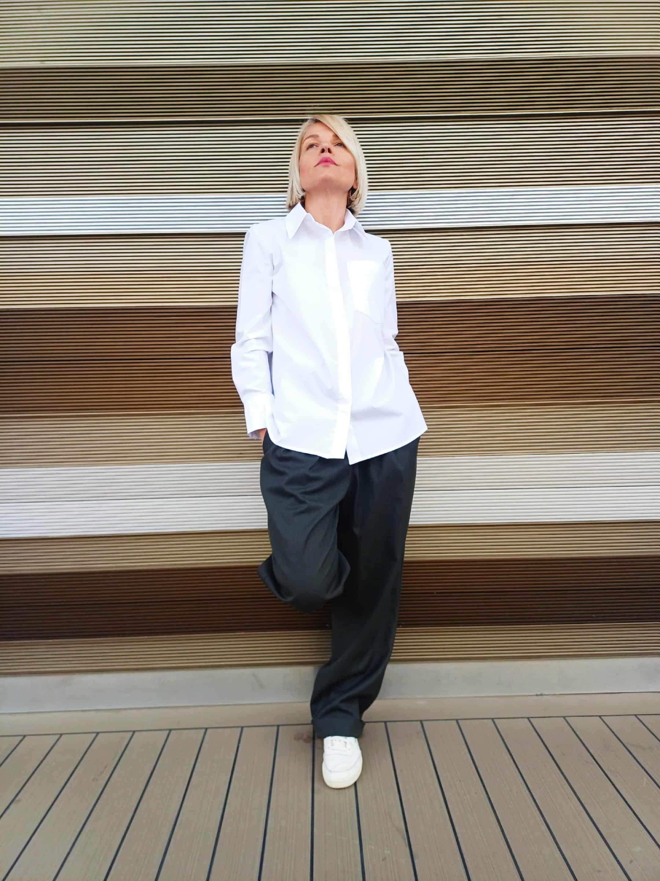 White Cotton Relaxed Fit Shirt - Back Box Pleat & Single Front Chest ...