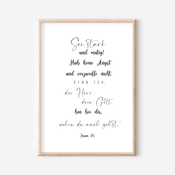Sei mutig und stark josua poster - Etsy.de