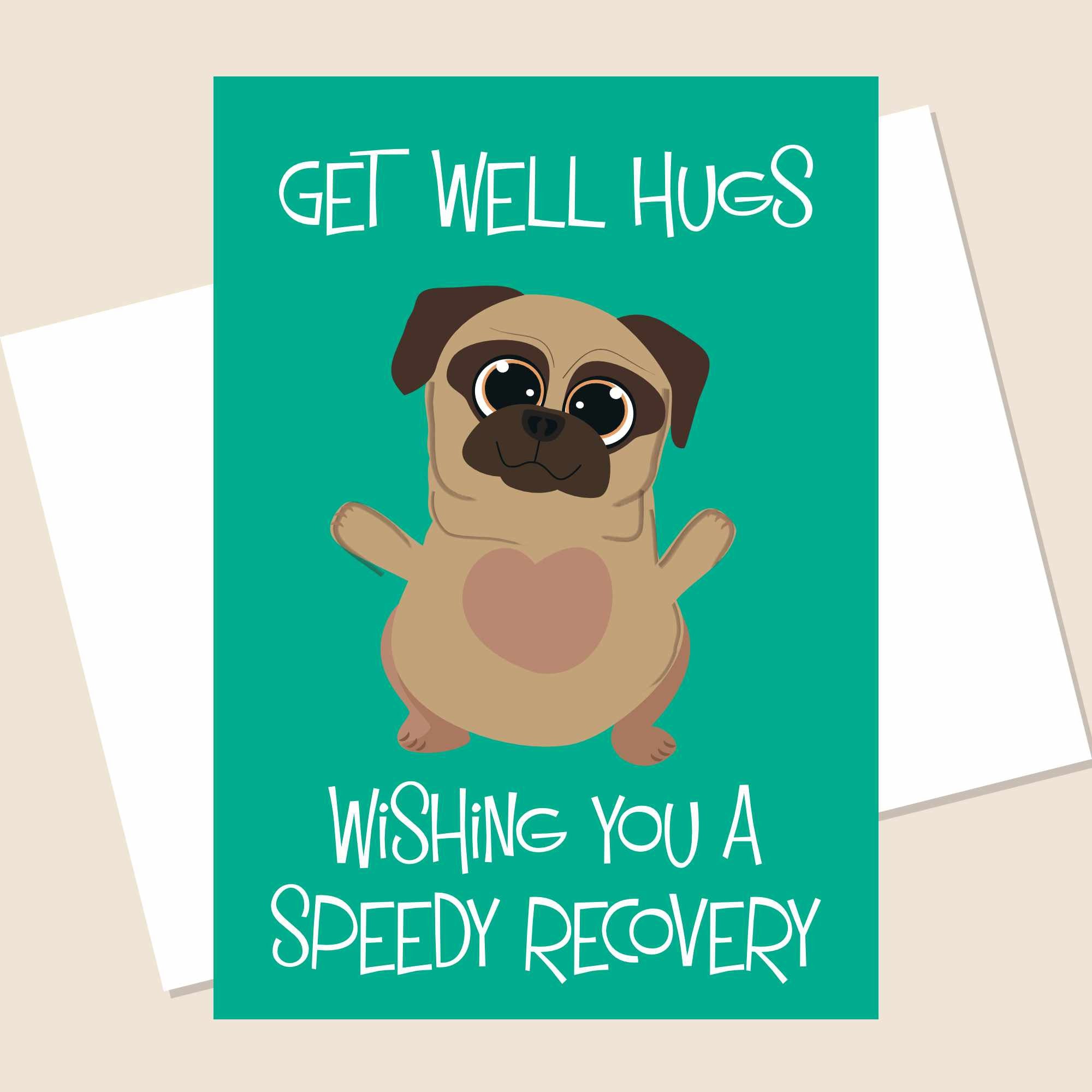 Pug Get Well Card, Speedy Recovery Card, Get Well Card for Pug Lovers ...