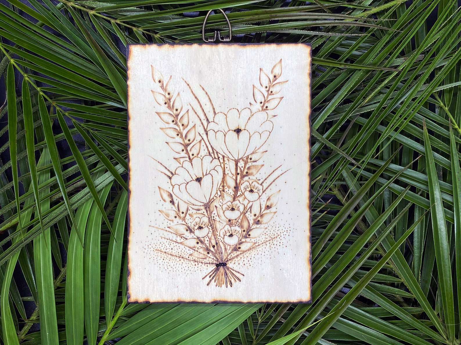 Flower and Vine Bouquet Pyrography Wood Burning Wall Hanging - Etsy