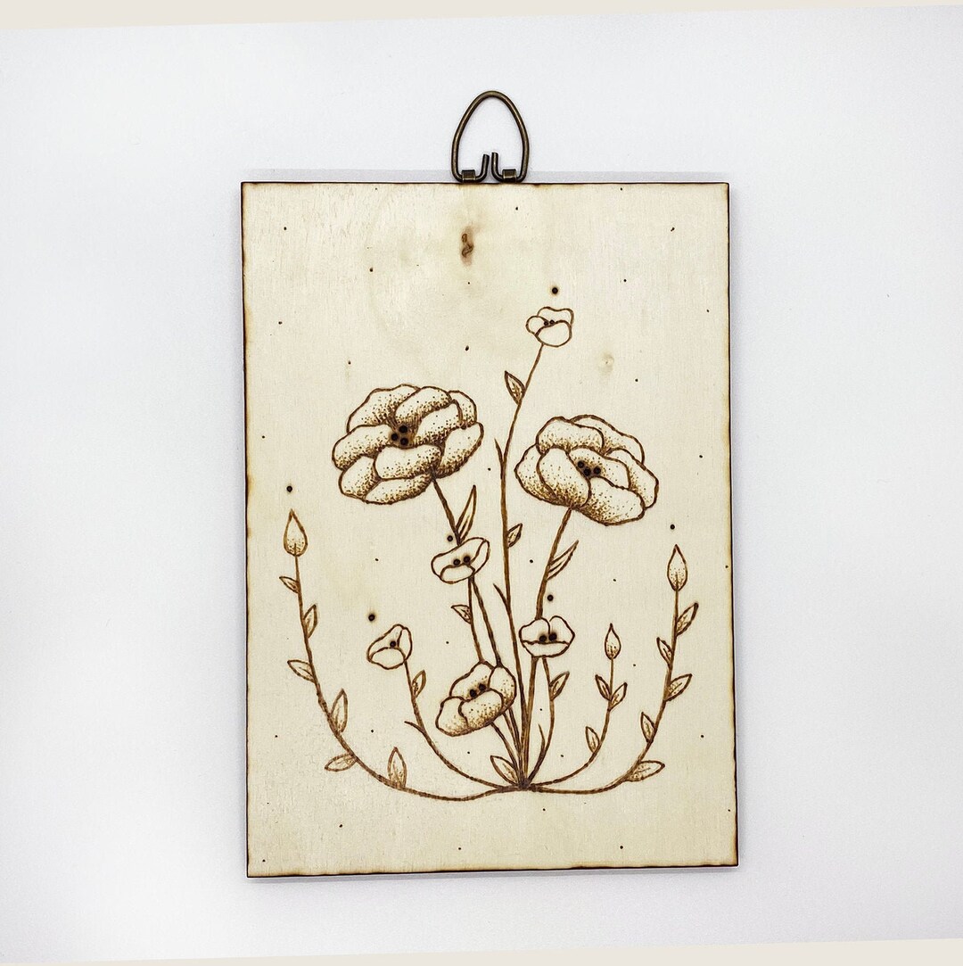 Simple and Dainty Floral Vine - Pyrography Wood Burning Plaque Wall ...