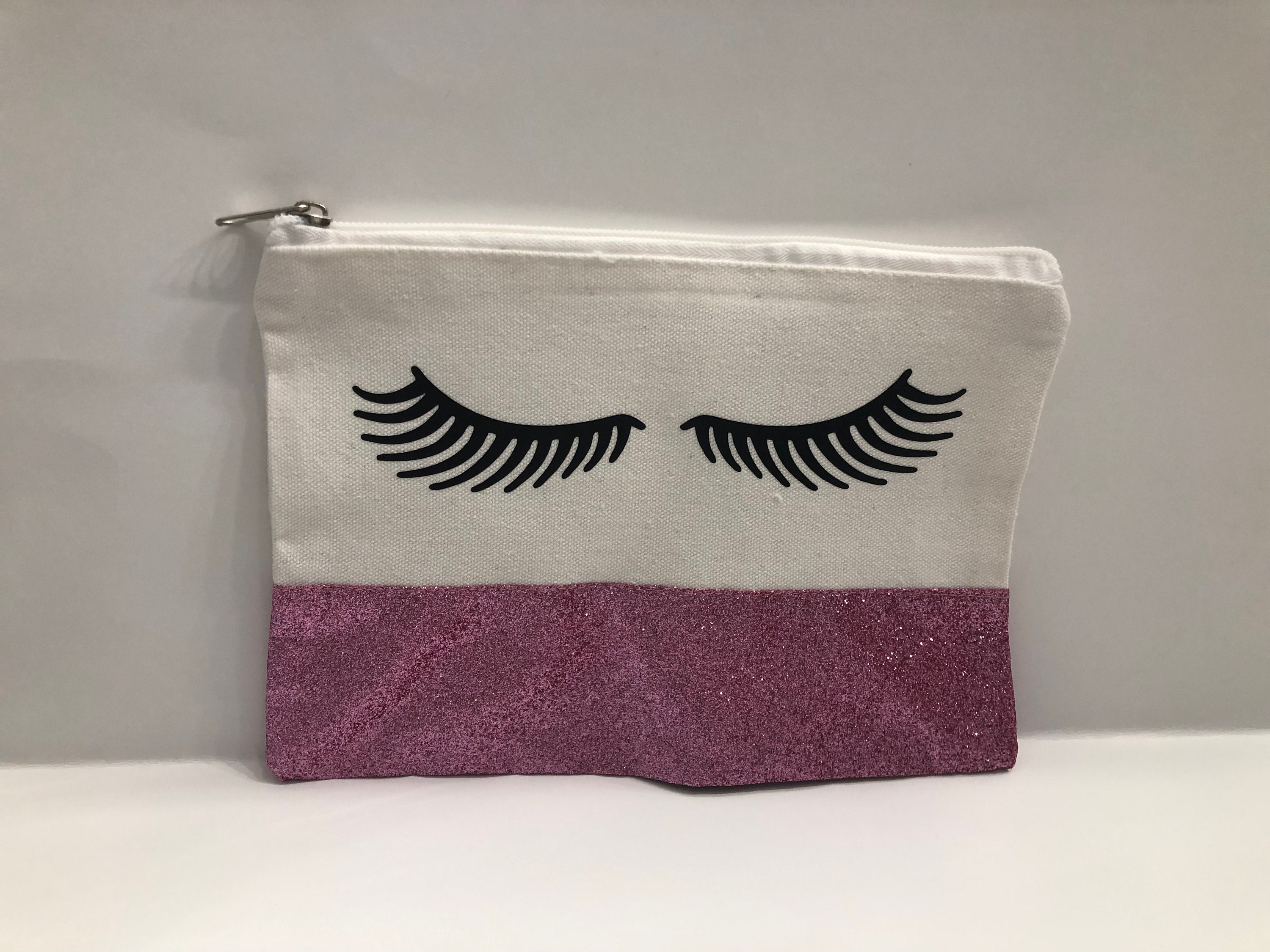Canvas Make up Bag, Glitter Cosmetic Pouch, Christmas Gift for Tween ...