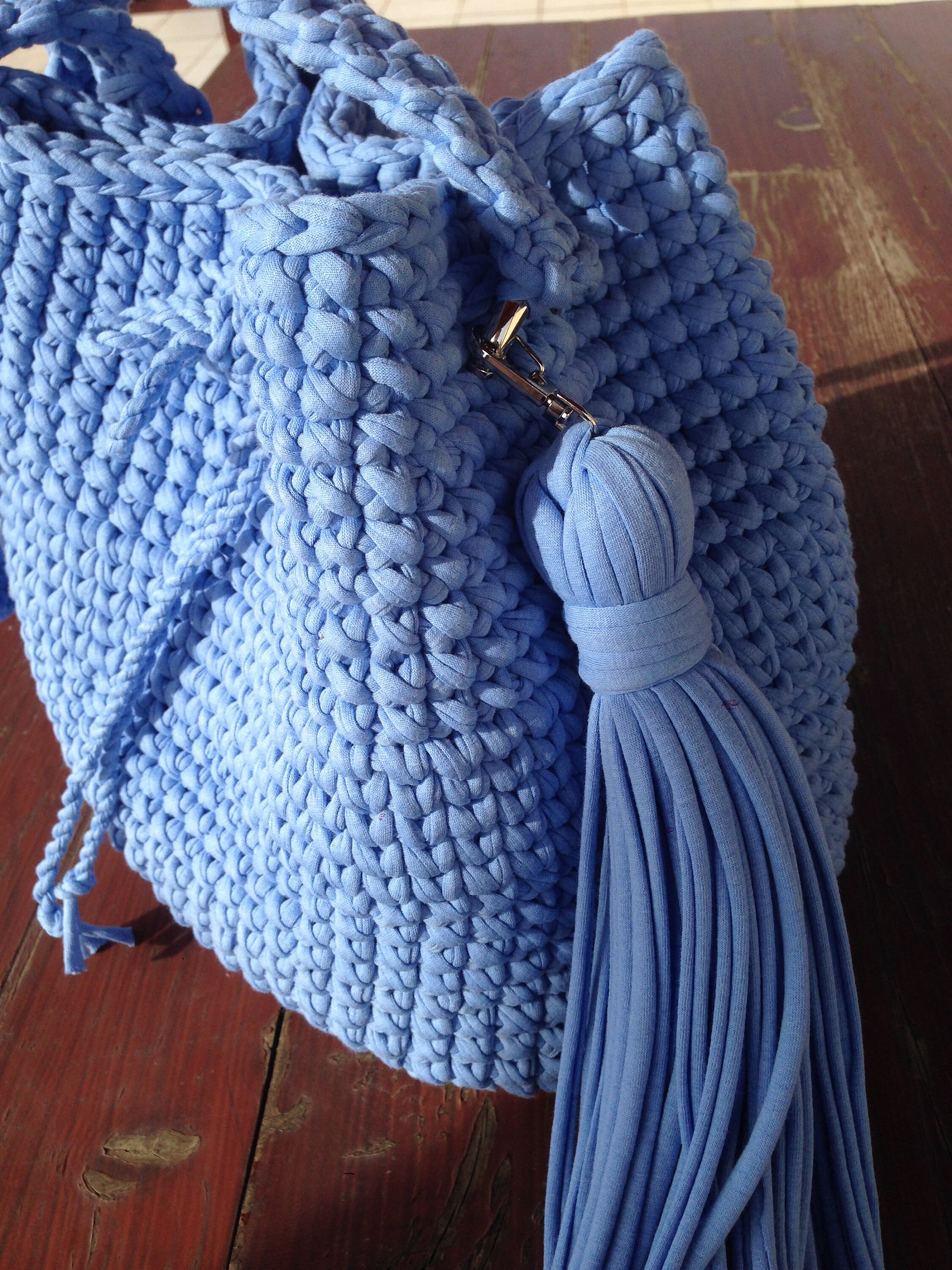 Bag, Soft Blue Color of Knitted Yarn "laguna" - Etsy