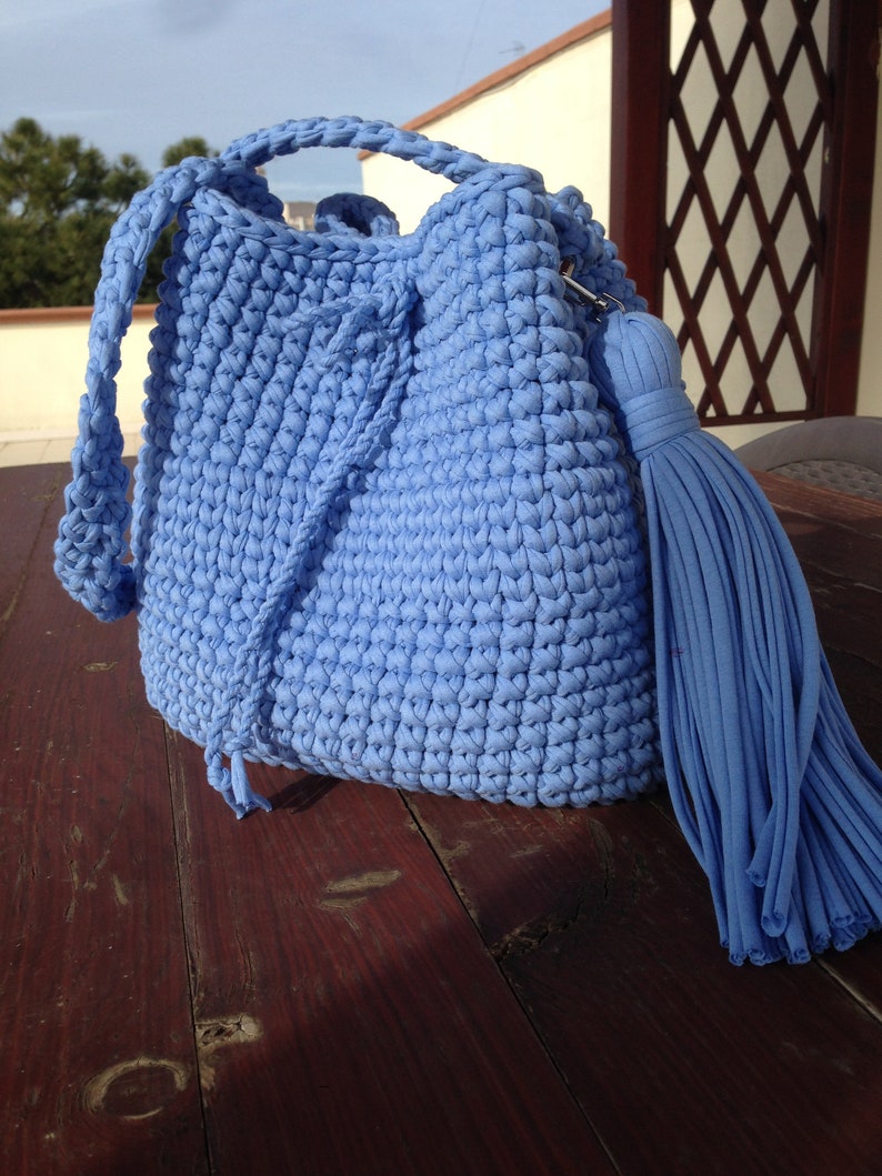 Bag, Soft Blue Color of Knitted Yarn "laguna" - Etsy