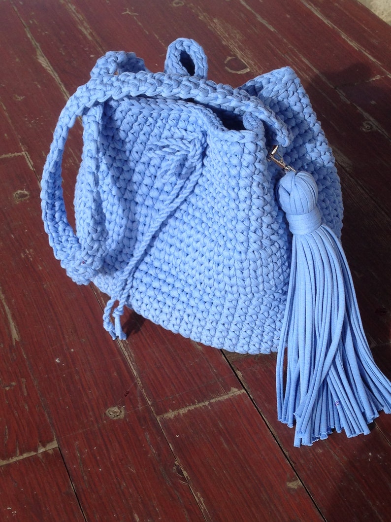 Bag, Soft Blue Color of Knitted Yarn "laguna" - Etsy