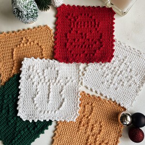 The Holiday Dishcloth Collection Crochet Patterns: Snowflake, Tree ...
