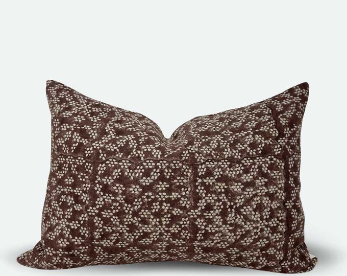 Medium Lumbar Pillow Cover - Chestnut Floral Forest Block Print | 14 ...