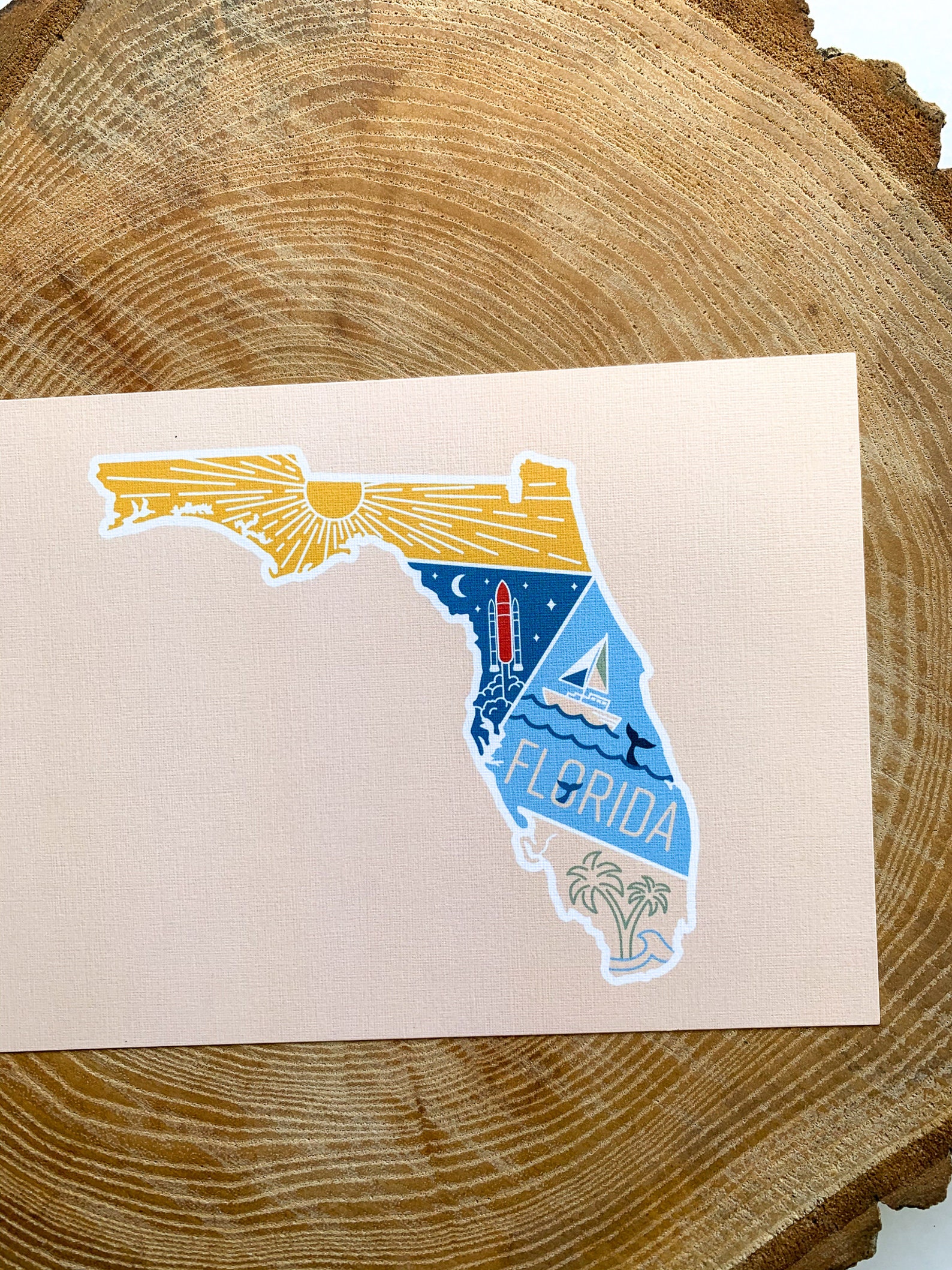 Florida Postcard Print 5x7 Geometric Illustrated Travel - Etsy