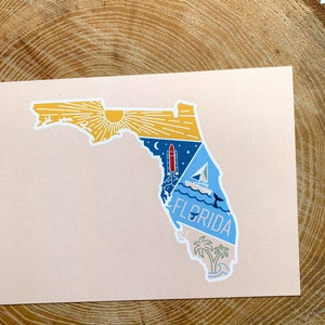 Florida Postcard Print 5x7 Geometric Illustrated Travel | Etsy