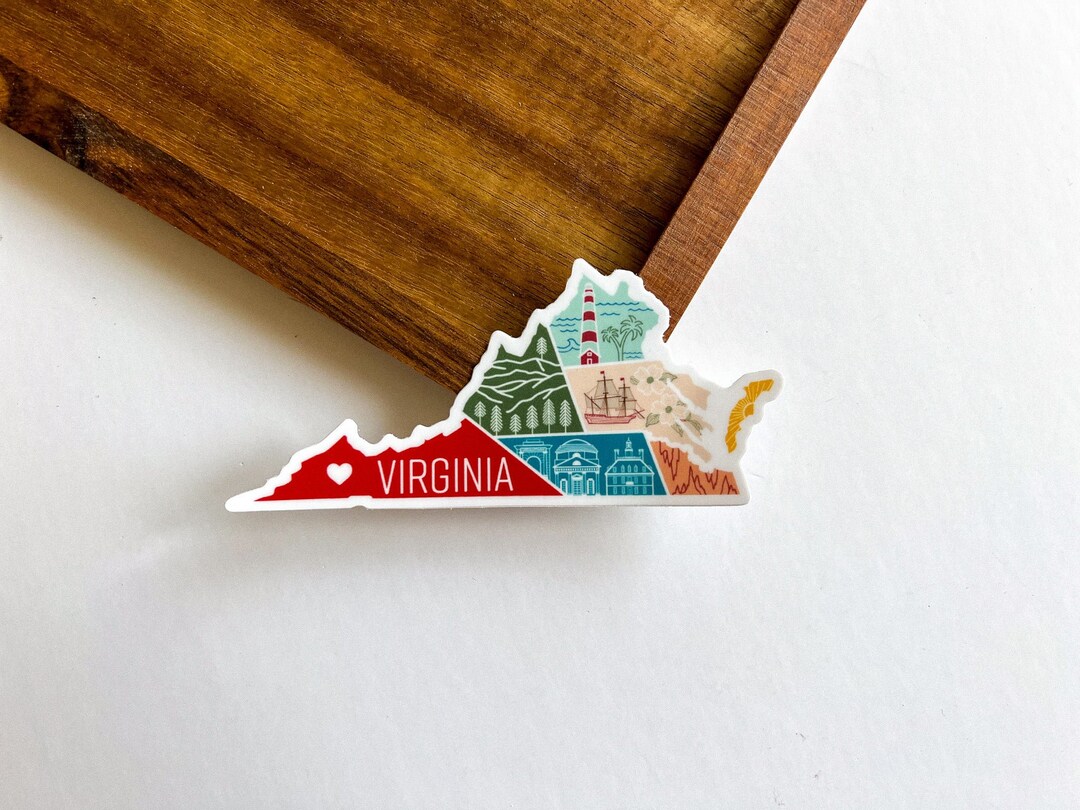 Virginia State Geometric Sticker USA Lighthouse, Ocean, Mountains ...