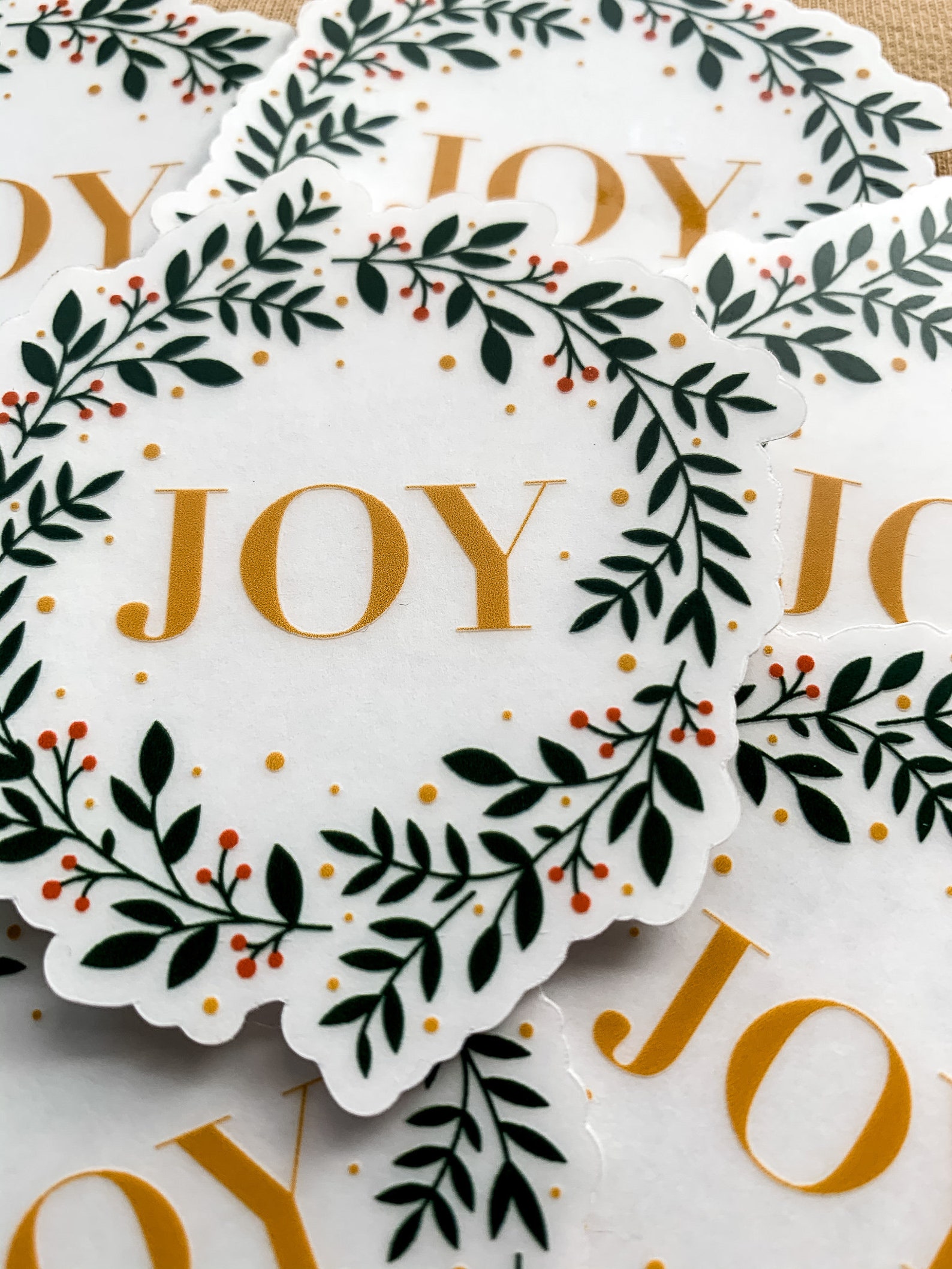 Joy Wreath Clear Sticker Unique Shape in Color Sticker | Etsy