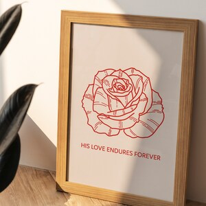 His Love Endures Forever Rose Prints Botanical Illustration | Etsy