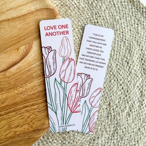 Love One Another John 15:12-13 Verse Bookmarks ESV | Flower Floral ...