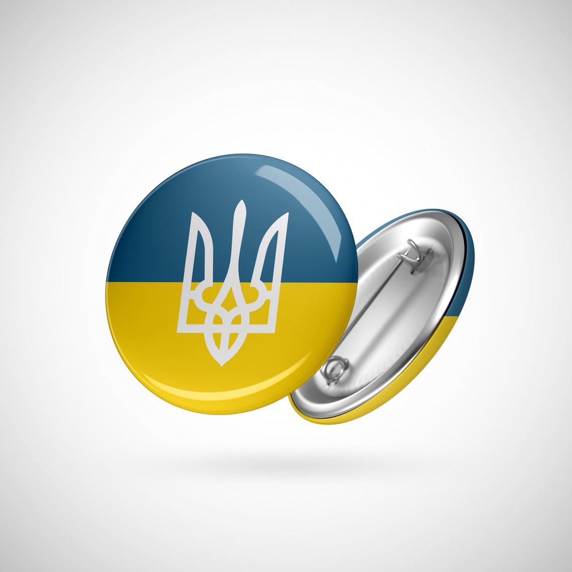 Ukraine Flag Round Button Pin Ukrainian Trident tryzub - Etsy