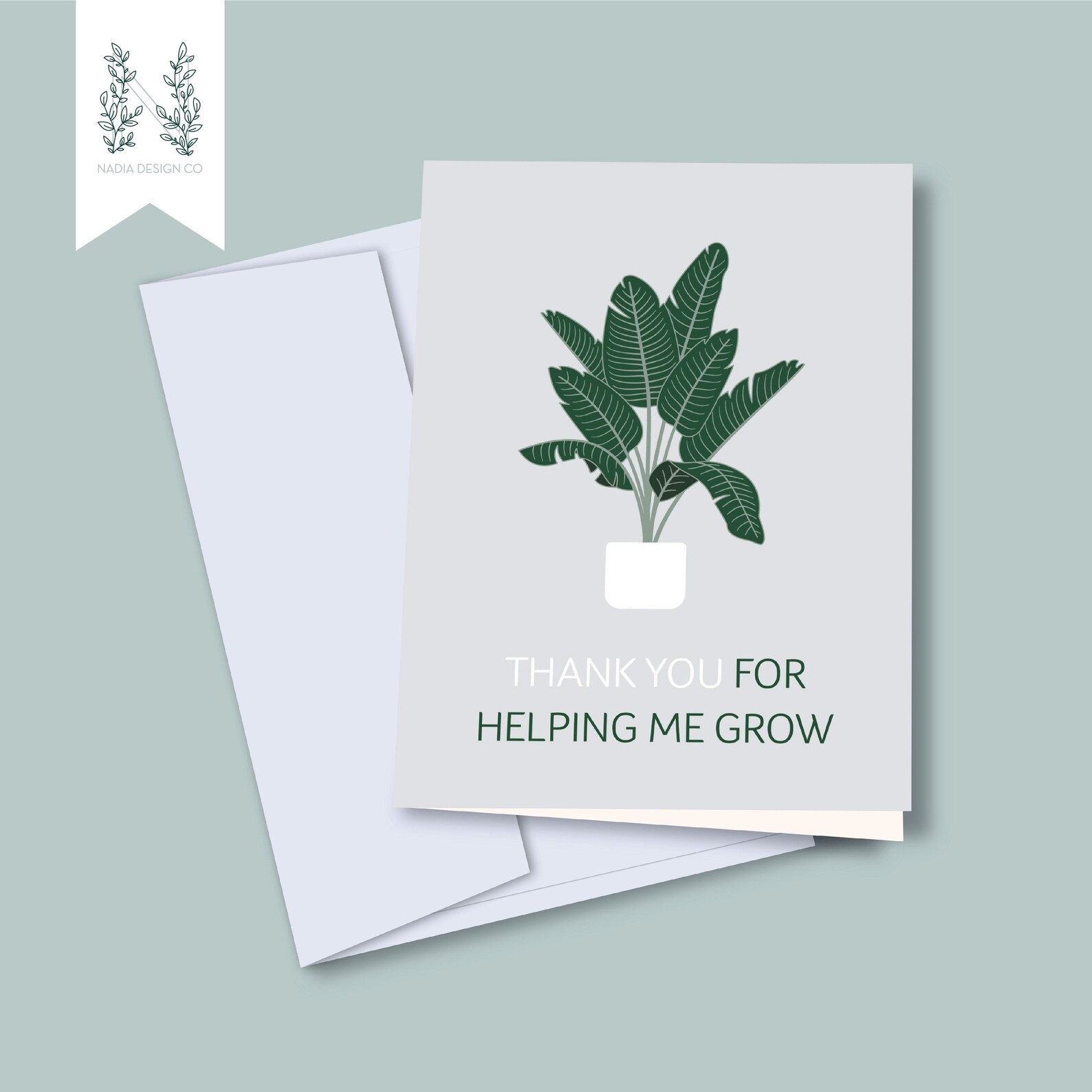 Thank You for Helping Me Grow Greeting Card Illustration | Etsy