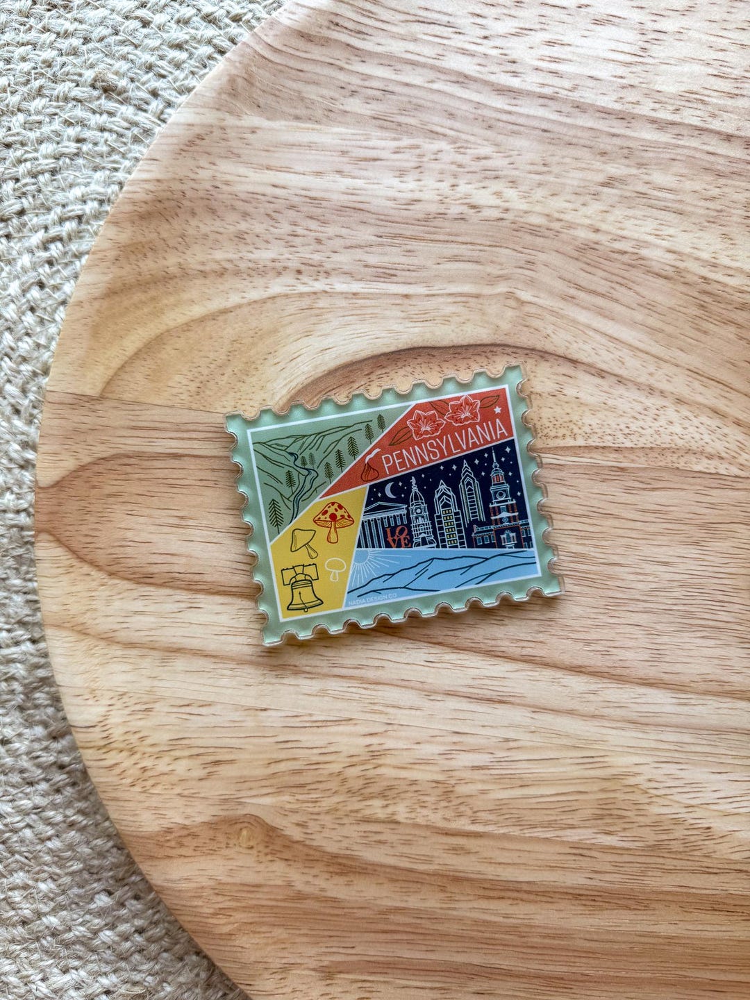 Pennsylvania Stamp Acrylic Magnet | USA State Travel Souvenir Gift ...