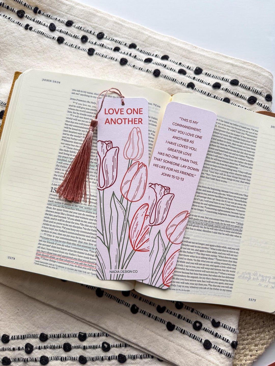 Love One Another John 15:12-13 Verse Bookmarks ESV | Flower Floral ...