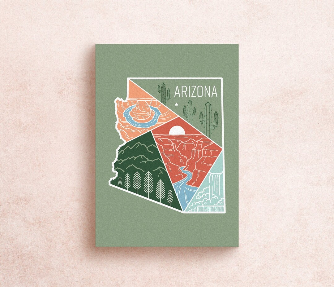 Arizona Travel Postcard Print | USA States Adventure Mountains Zion ...