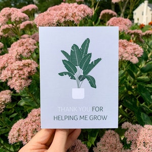 Thank You for Helping Me Grow Greeting Card Illustration - Etsy