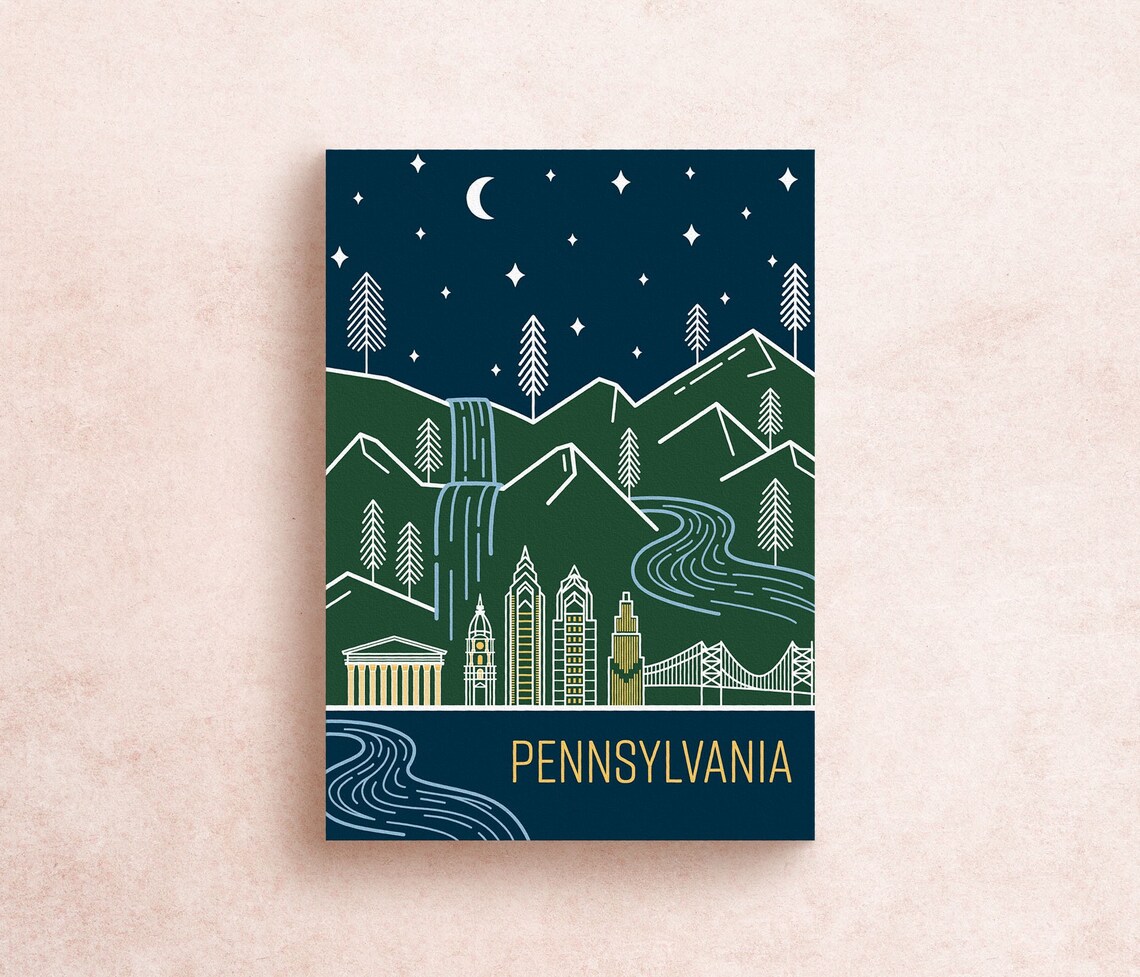 Pennsylvania State Travel Postcard Print Travel Adventure - Etsy