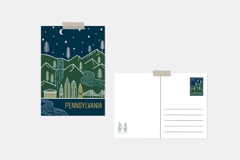 Pennsylvania State Travel Postcard Print Travel Adventure - Etsy