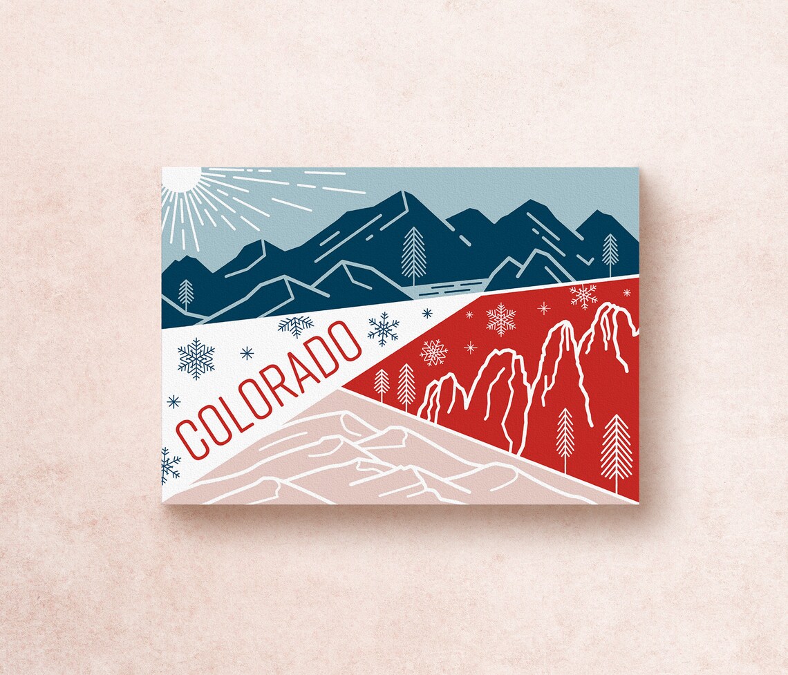 Colorado Geometric Travel Postcard Print 5x7 Travel | Etsy