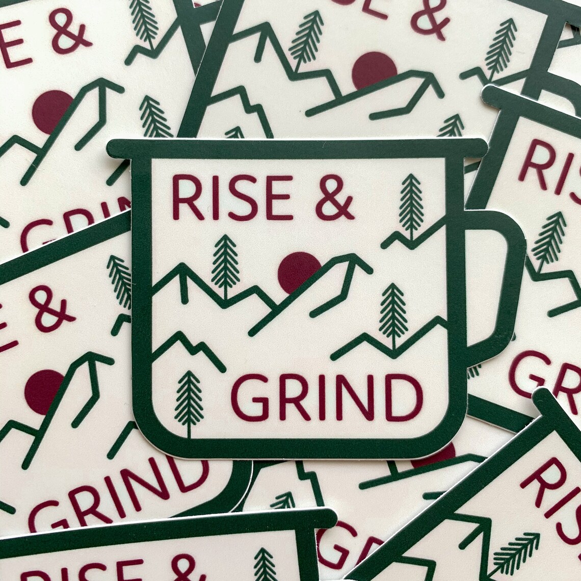 Rise & Grind Coffee Sticker Decor Souvenir Gift Laptop Water - Etsy