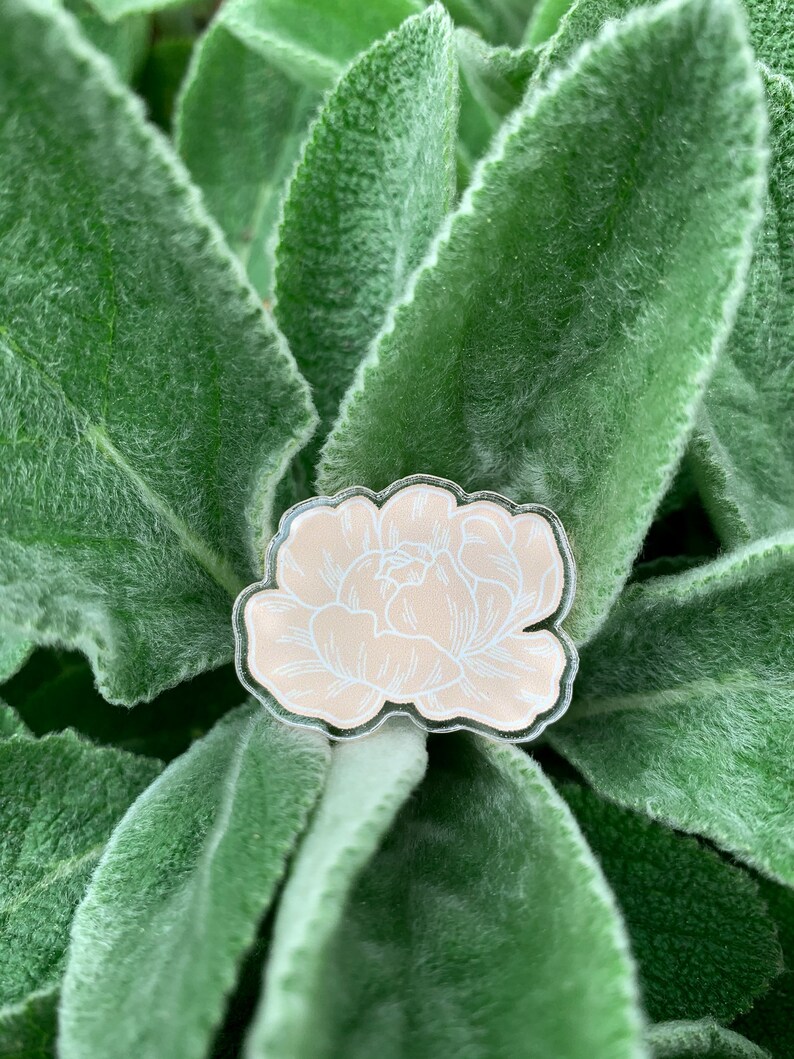 Peony Acrylic Pin Flower Illustration Decor Pins Acrylic - Etsy