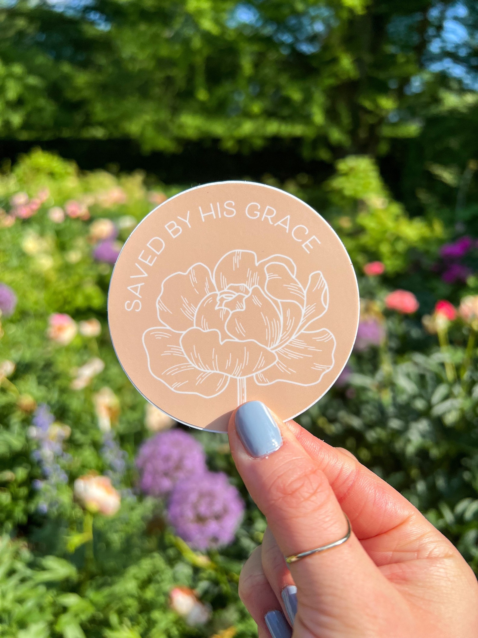 Saved by His Grace Sticker Peony Bloom Flower Plant Vinyl - Etsy