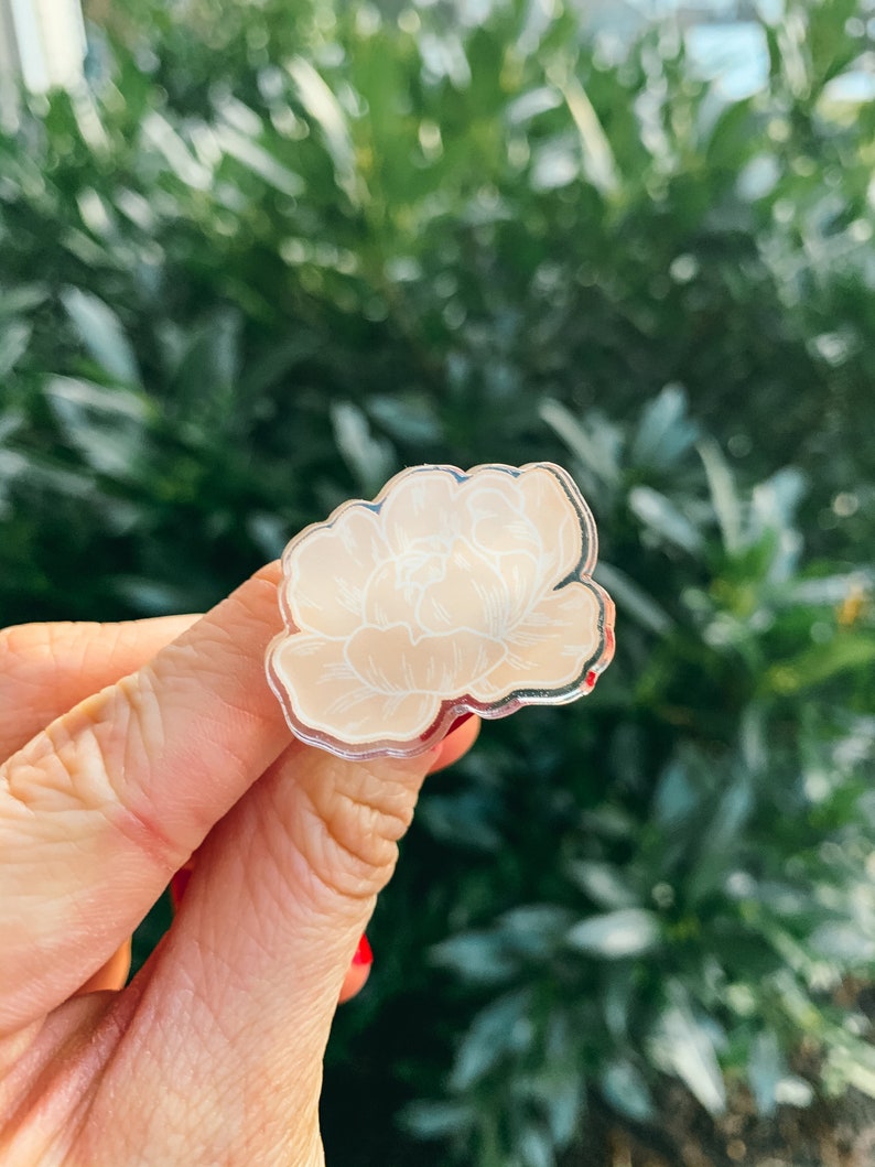 Peony Acrylic Pin Flower Illustration Decor Pins Acrylic - Etsy