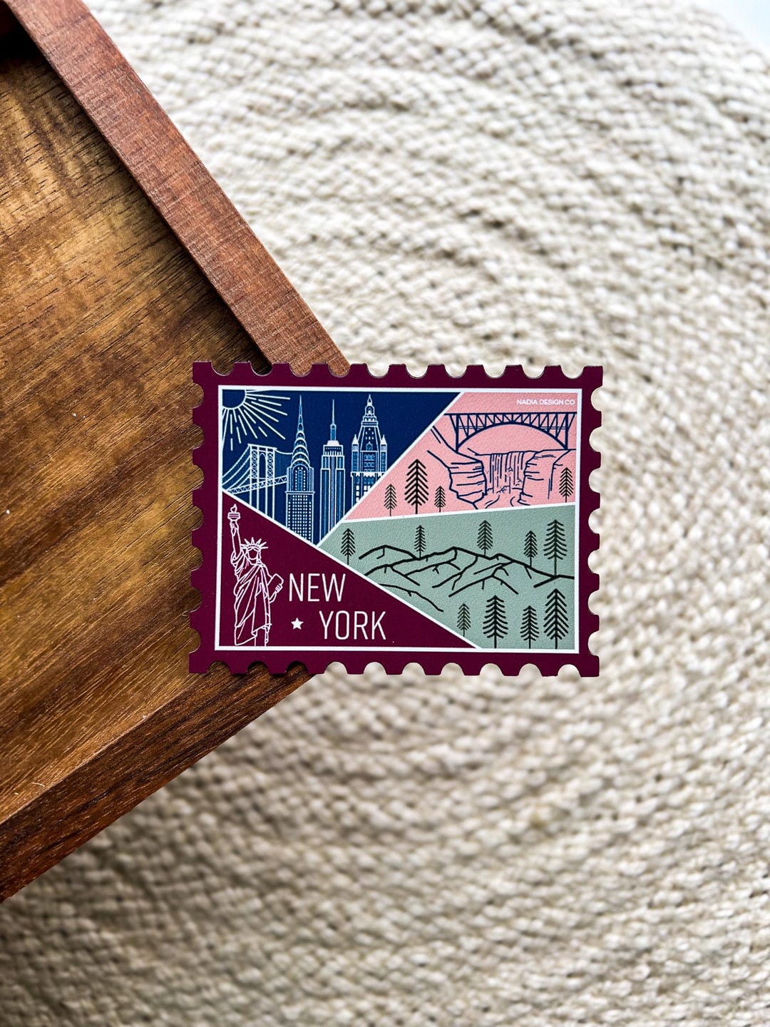 New York Stamp Magnet | USA State Mountains National Parks | Fridge Car ...