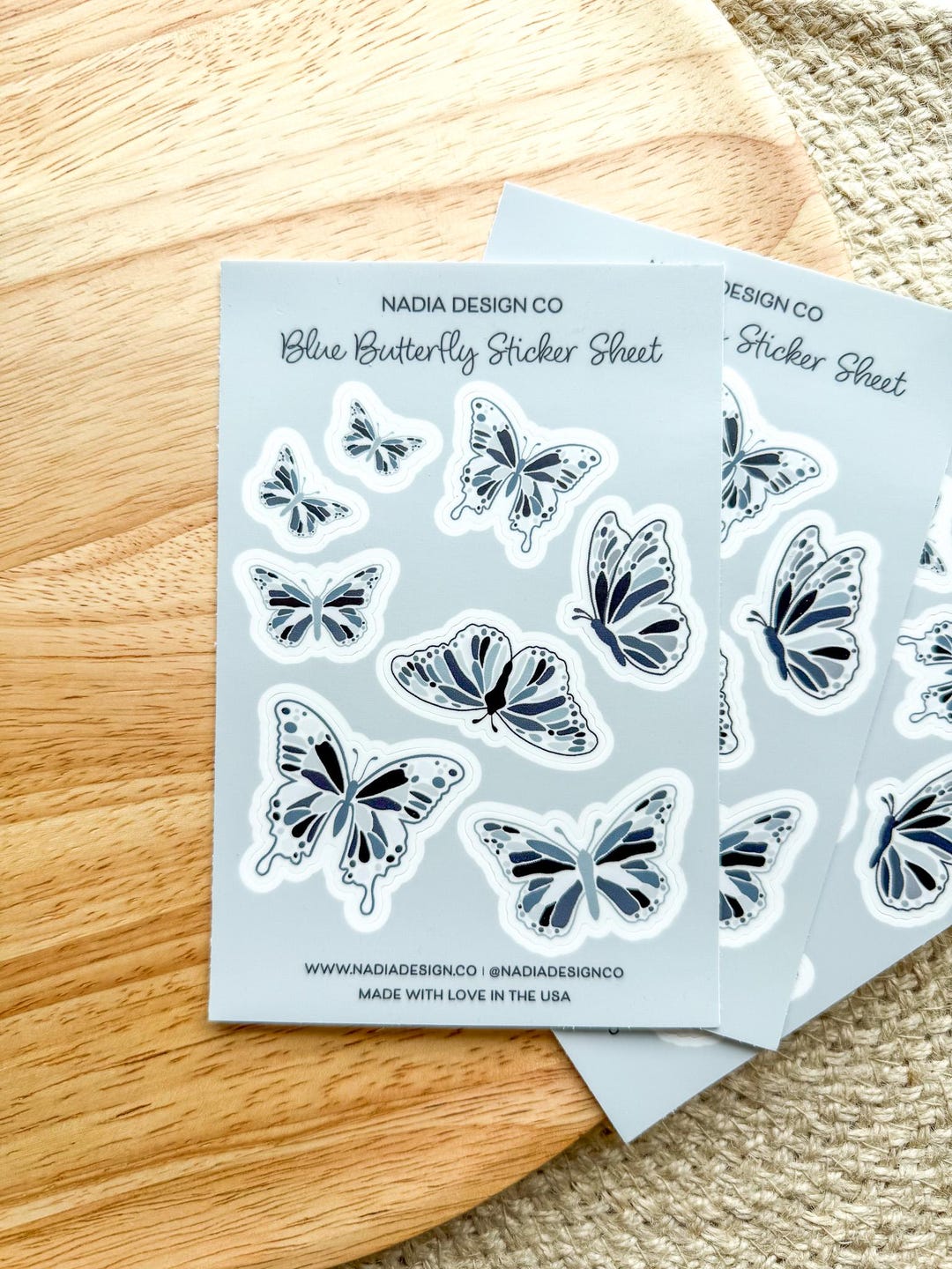 Blue Butterfly Sticker Sheet | 8 Different Stickers, Vinyl, Waterproof ...