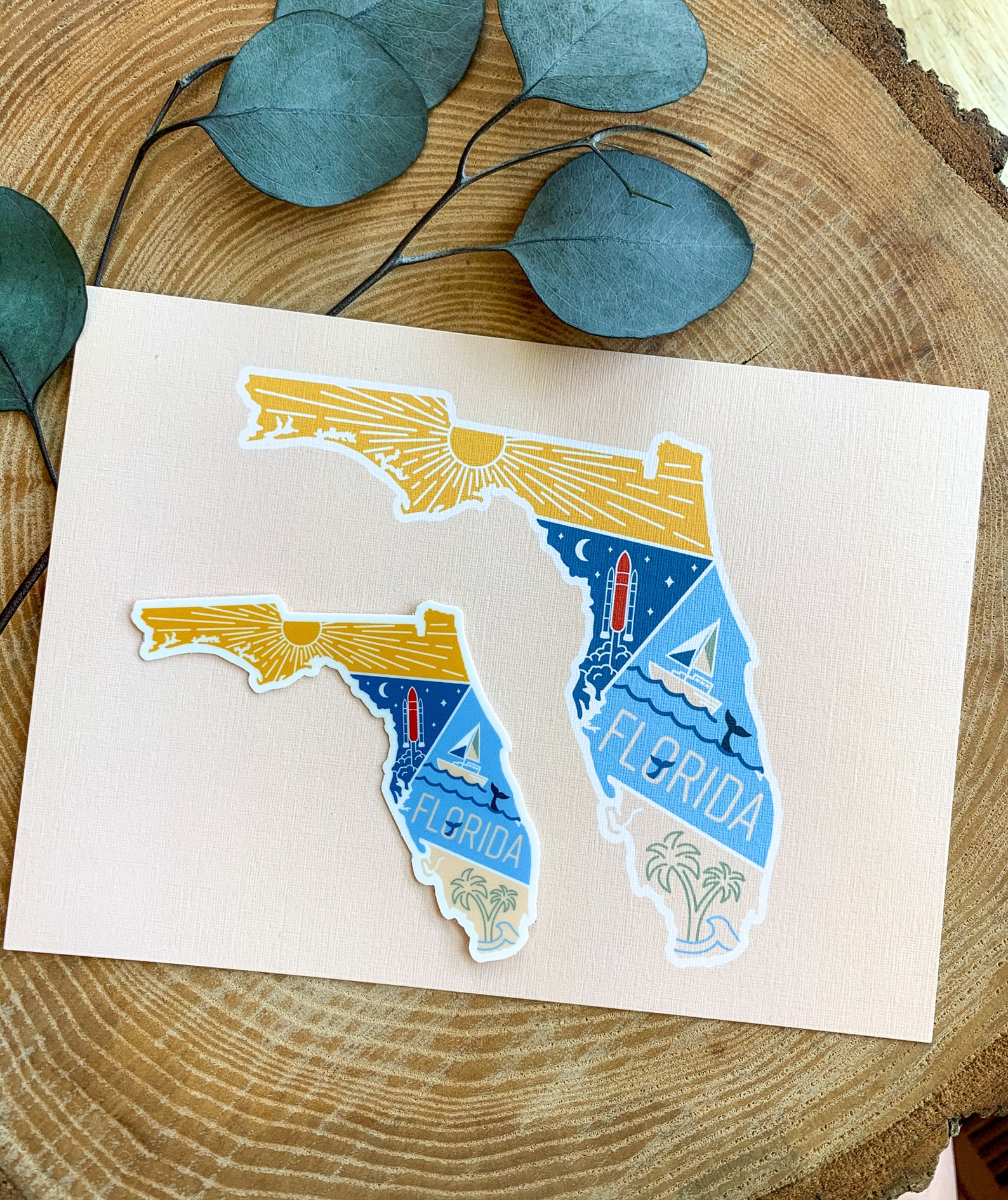 Florida Postcard Print 5x7 Geometric Illustrated Travel - Etsy