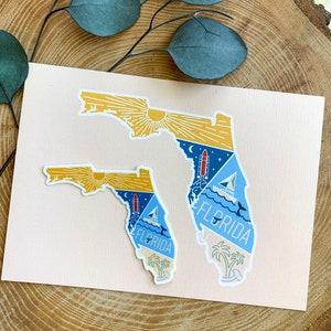Florida Postcard Print 5x7 Geometric Illustrated Travel | Etsy