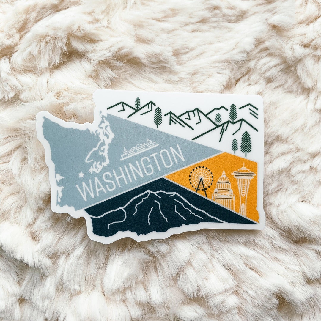 Washington State Sticker Decor Souvenir Laptop Water Bottle Sticker ...