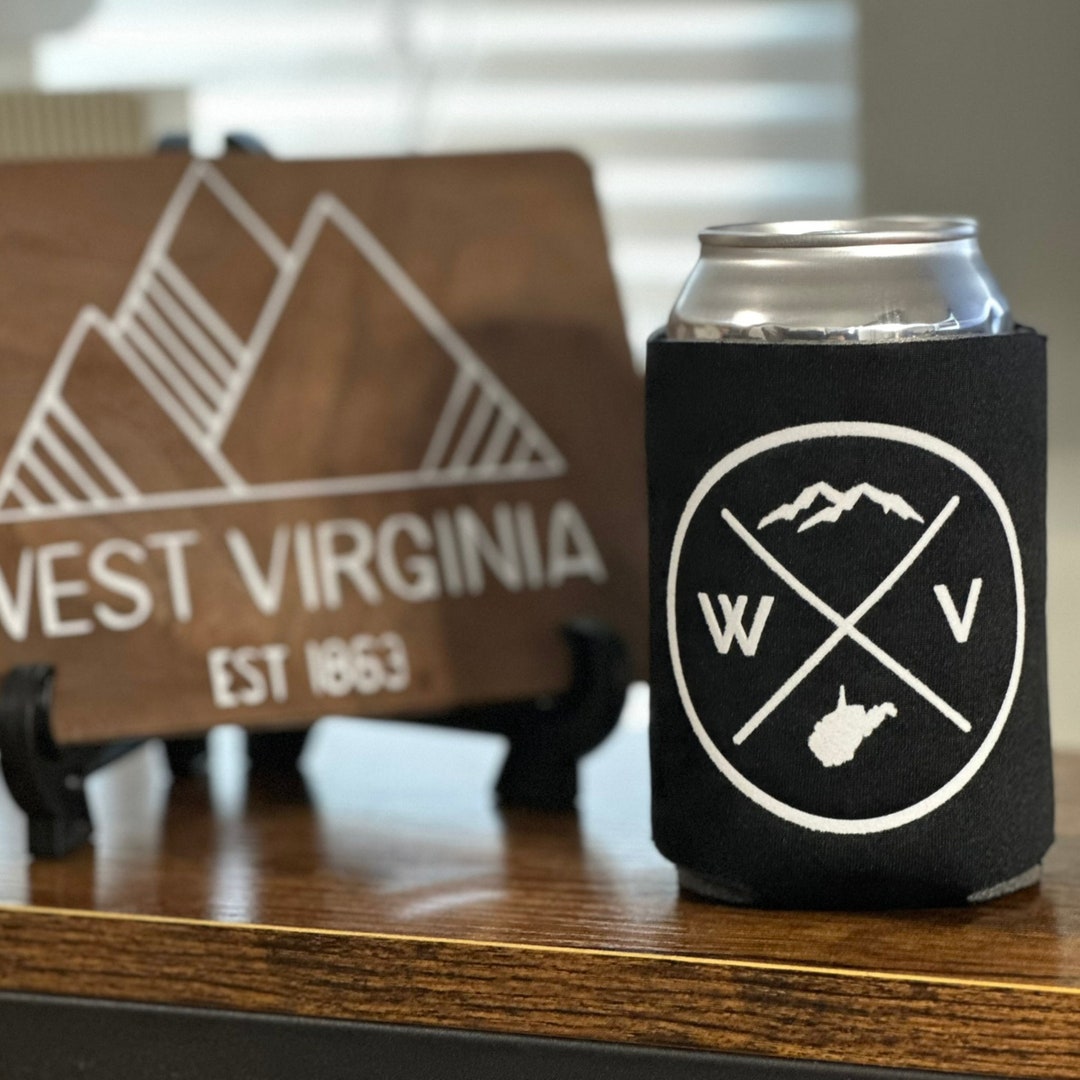 West Virginia Can Cooler With State Map and Mountain Logo - Etsy