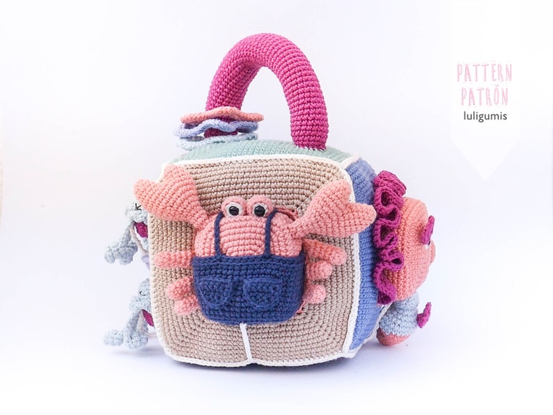 Sea Animals Activity Cube Crochet Pattern Sensory Toy Amigurumi Pattern ...