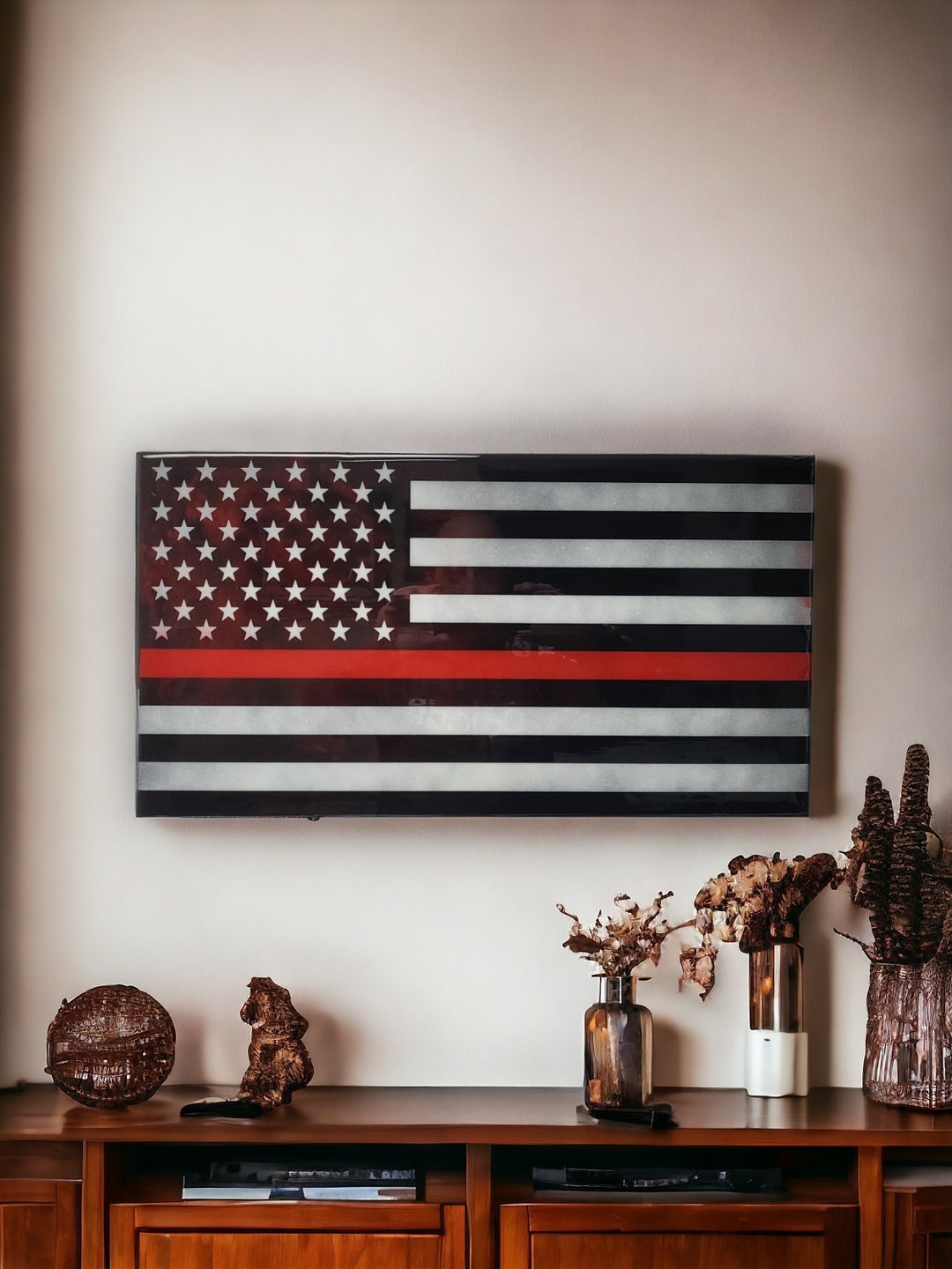 Thin Red Line American Resin Flag - Etsy