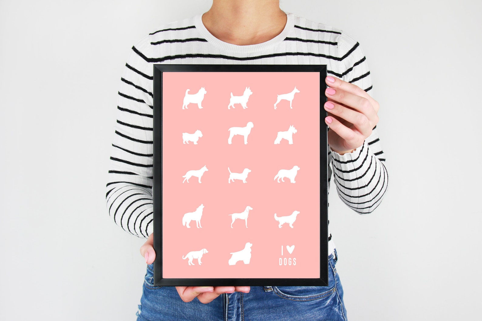 I LOVE DOGS Poster, Printable Wall Art, Dog Lover Prints, Modernist ...